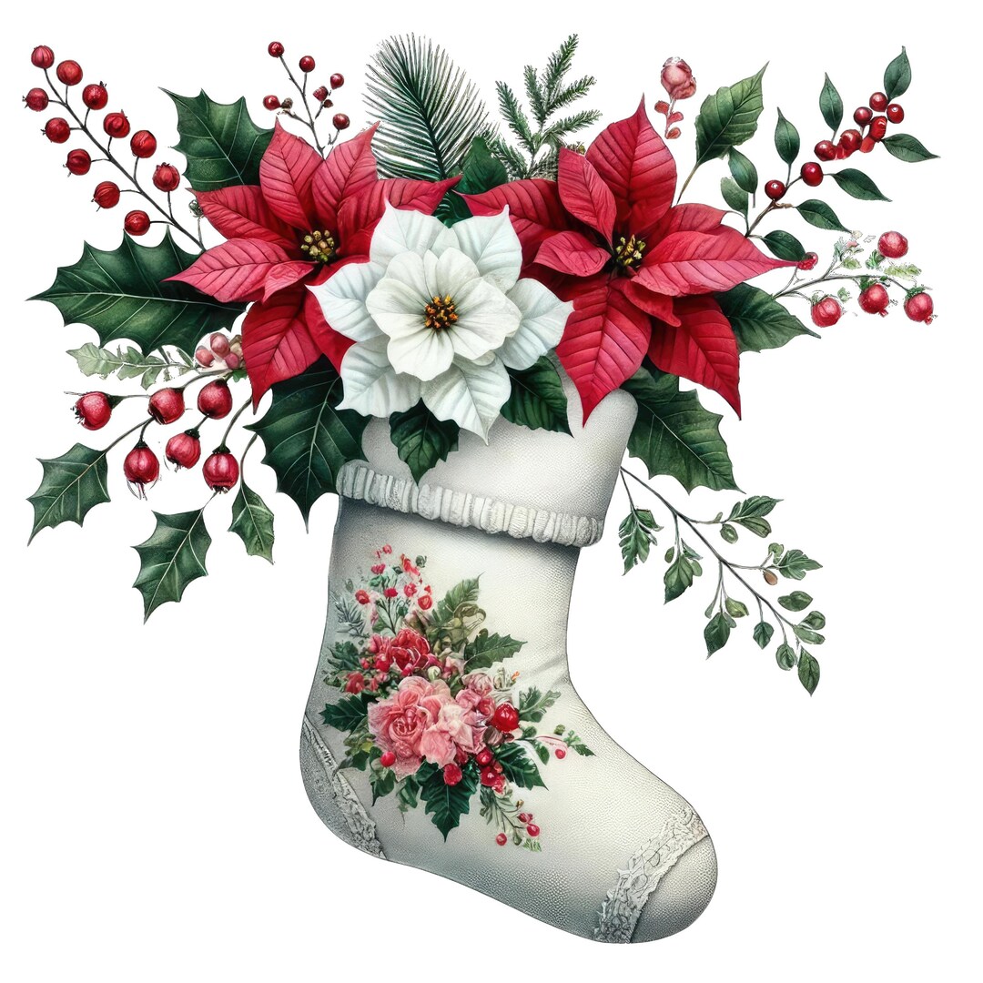 Christmas Stocking Clipart, Watercolor Stockings PNG, Holiday Design ...