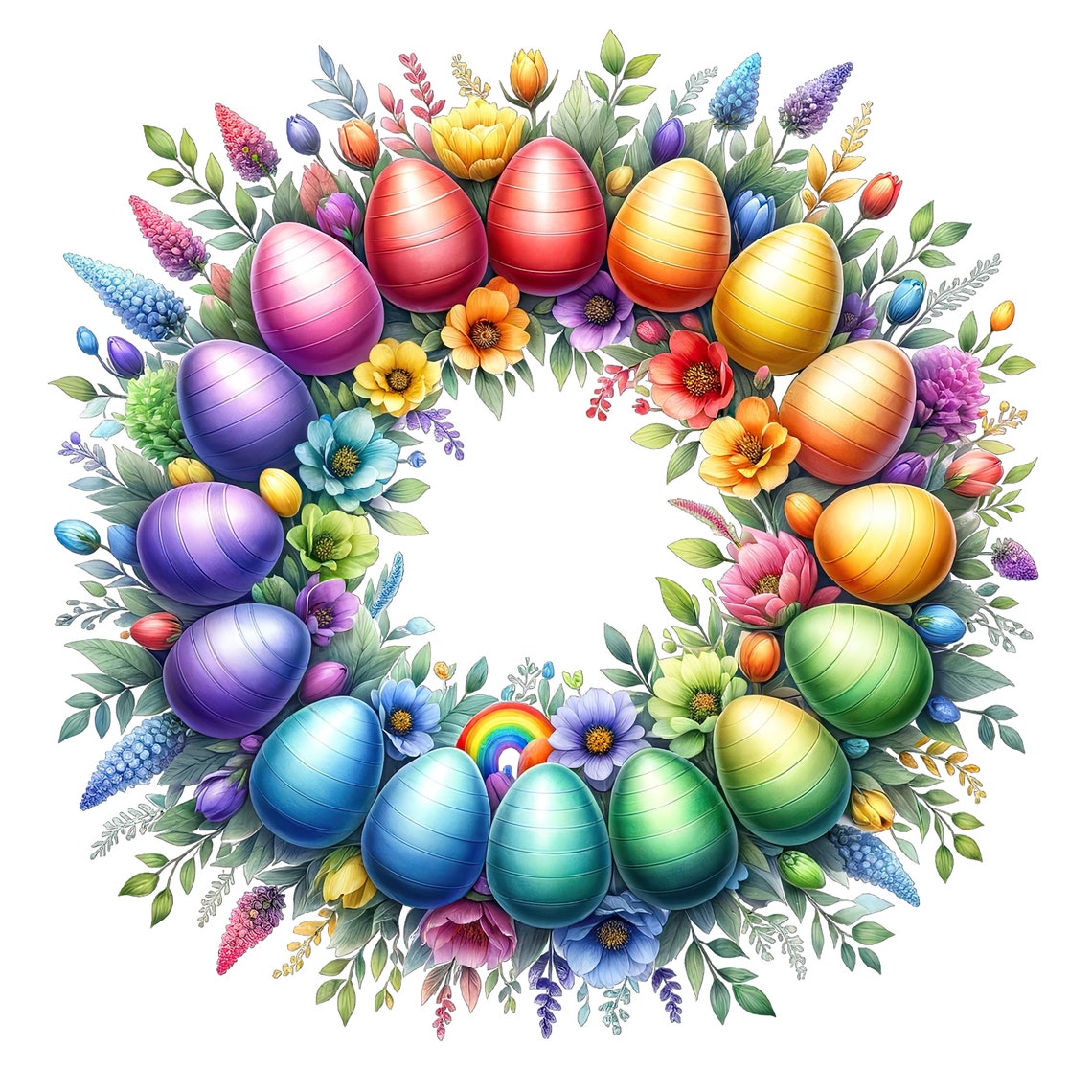 Watercolor Easter Wreath Clipart, Wreath Images, Eggs Wreath, Wreath ...