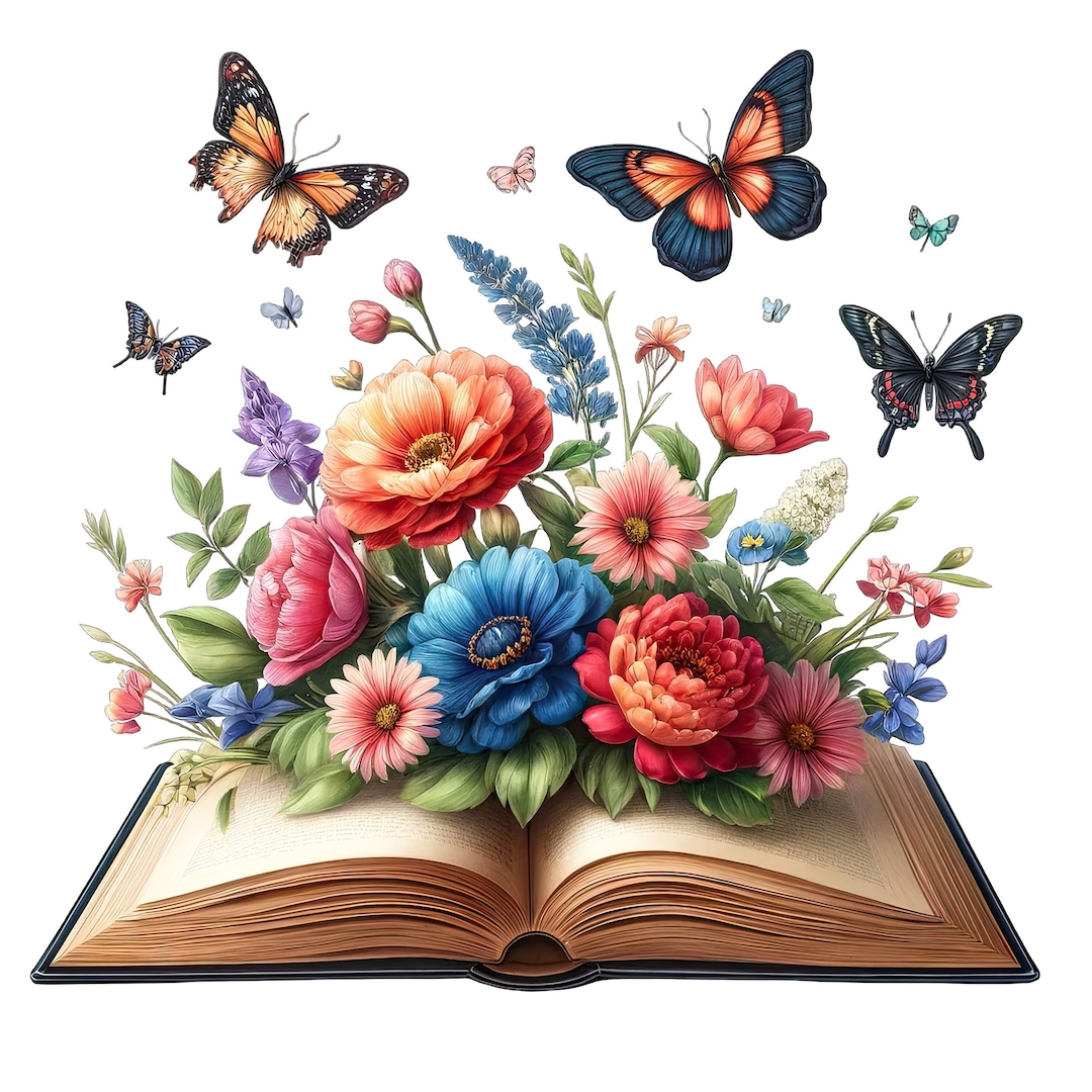 Floral Books Clipart, Book With Flowers Png, Book Png, Watercolor Book ...