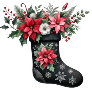 Watercolor Christmas Stocking Clipart: Holiday PNG Graphics (digital ...