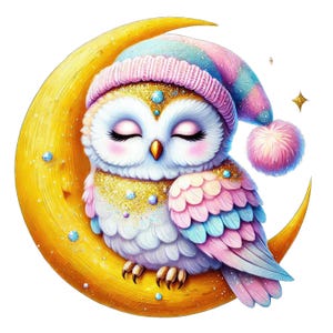 Sleepy Owl Clipart, Cute Owl Clipart, Watercolour Owl Clipart, Owls ...