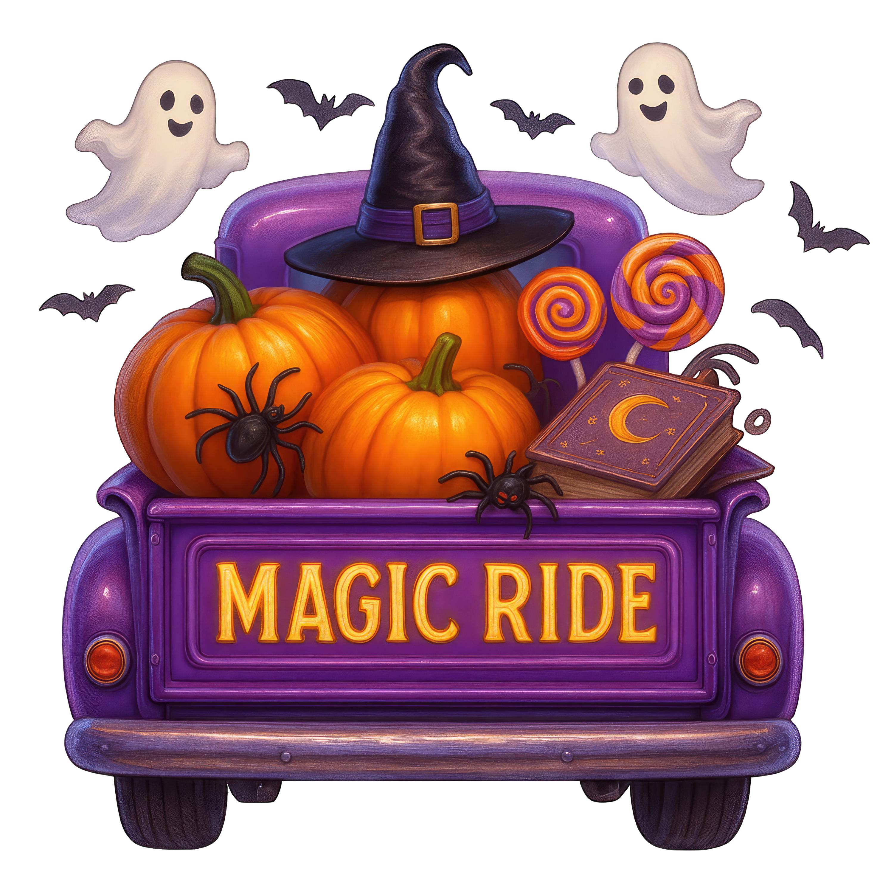 Halloween Truck Clipart PNG Bundle: Vintage Spooky Designs (digital ...