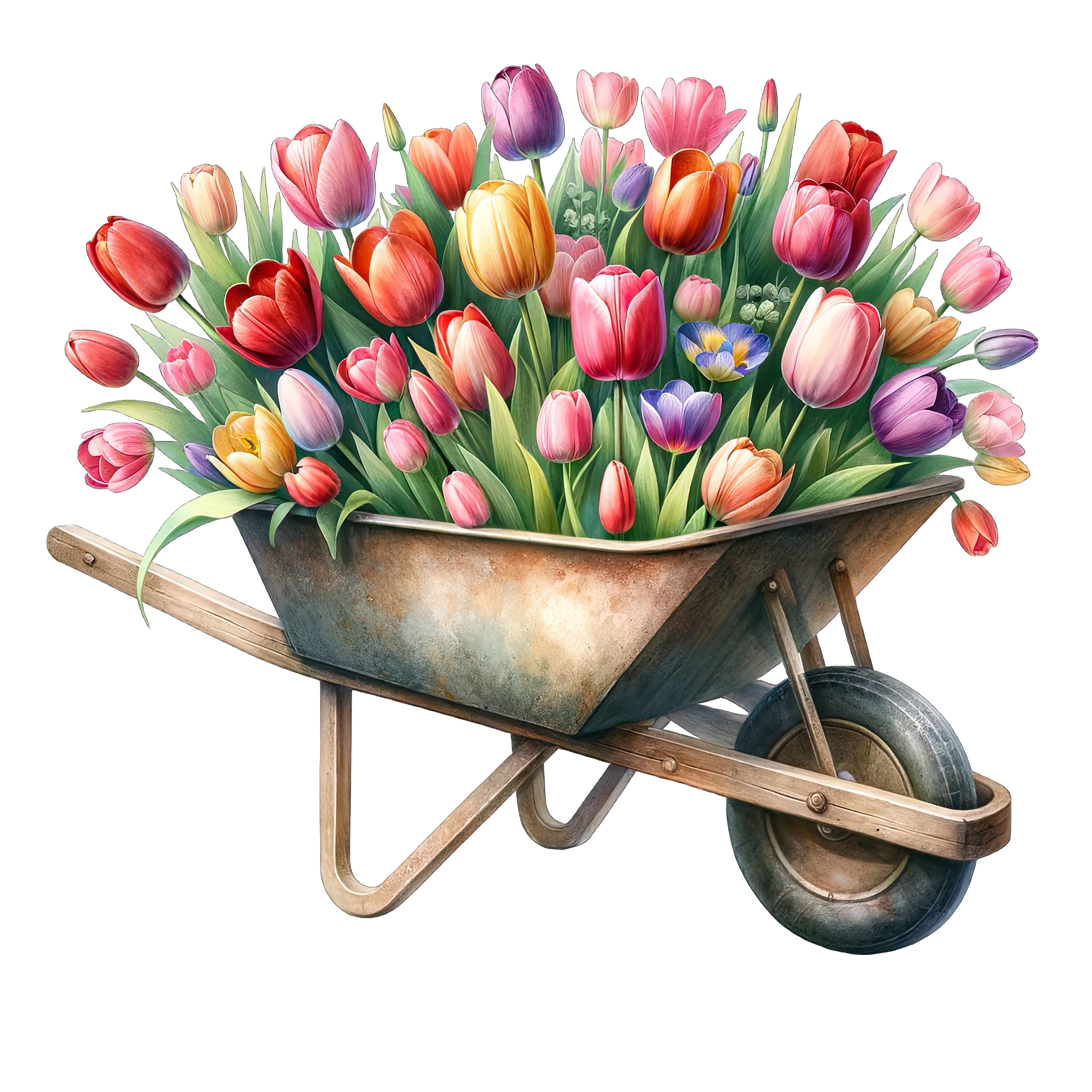 Spring Wheelbarrow Clipat, Wheelbarrow With Flowers, Wheelbarrow ...