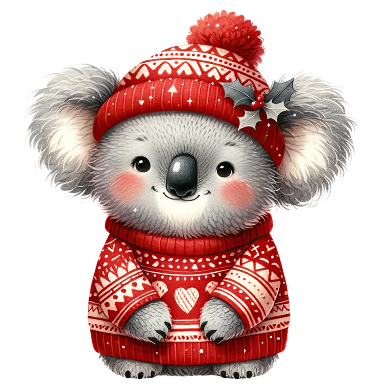 Watercolor Cute Christmas Animal Clipart, Christmas Animals Clipart ...