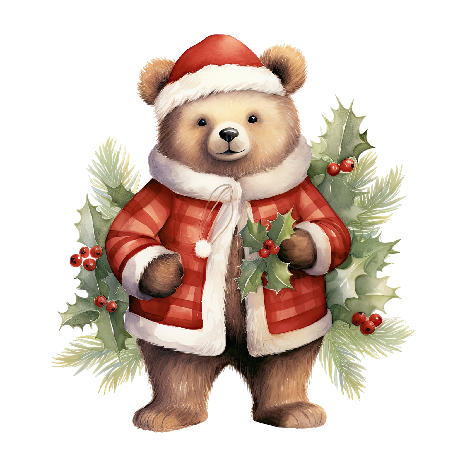 Watercolor Christmas Teddy Bear Clipart Christmas Teddy Bear - Etsy