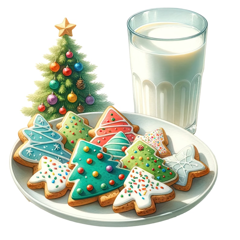 Watercolor Christmas Cookie Clipart: Holiday Sublimation PNG (digital ...