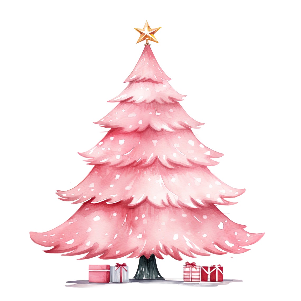 Watercolor Pink Christmas Tree Clipart, Pink Christmas Tree Png, Pastel ...