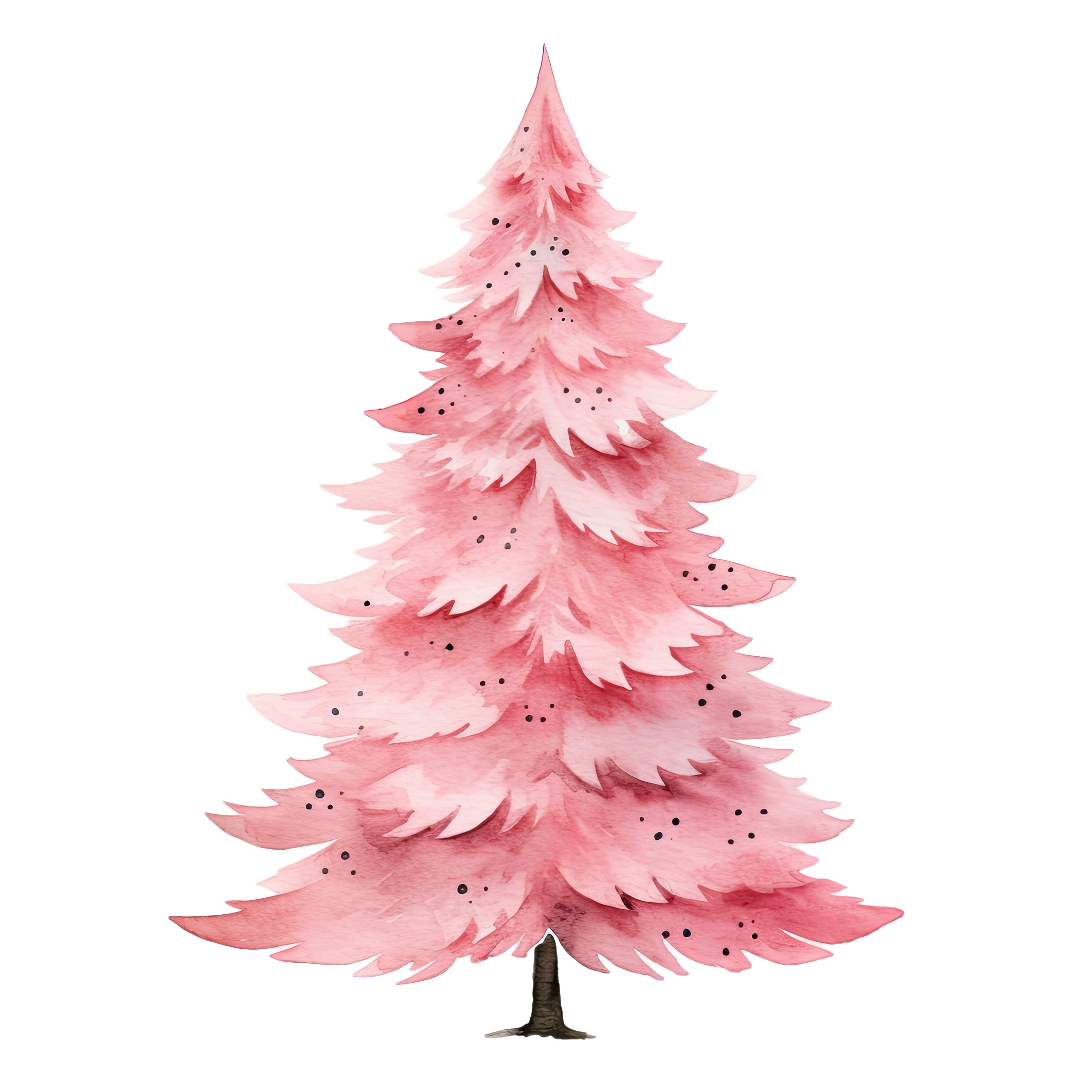 Watercolor Pink Christmas Tree Clipart: 20 PNG Images (digital Download ...