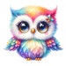 Sparkling Owl Clipart: Colorful Baby Owl PNG (digital Download) - Etsy