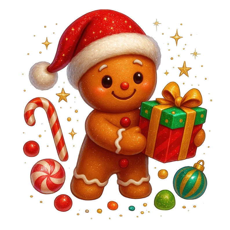 Christmas Gingerbread Man Clipart PNG Bundle, 33 Cute Holiday Cookie ...