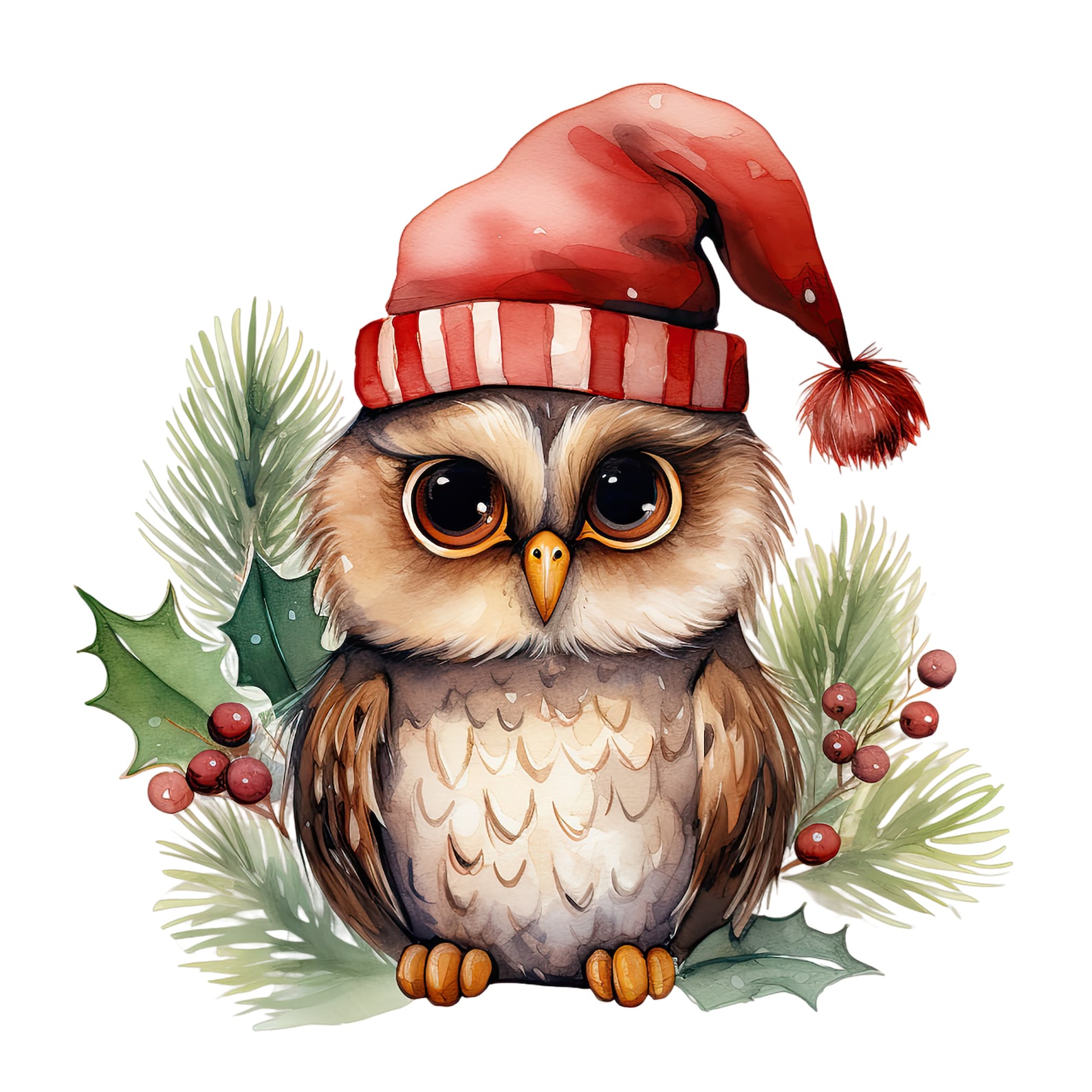 Watercolor Christmas Owl Clipart Christmas Owl Clipart Owl - Etsy