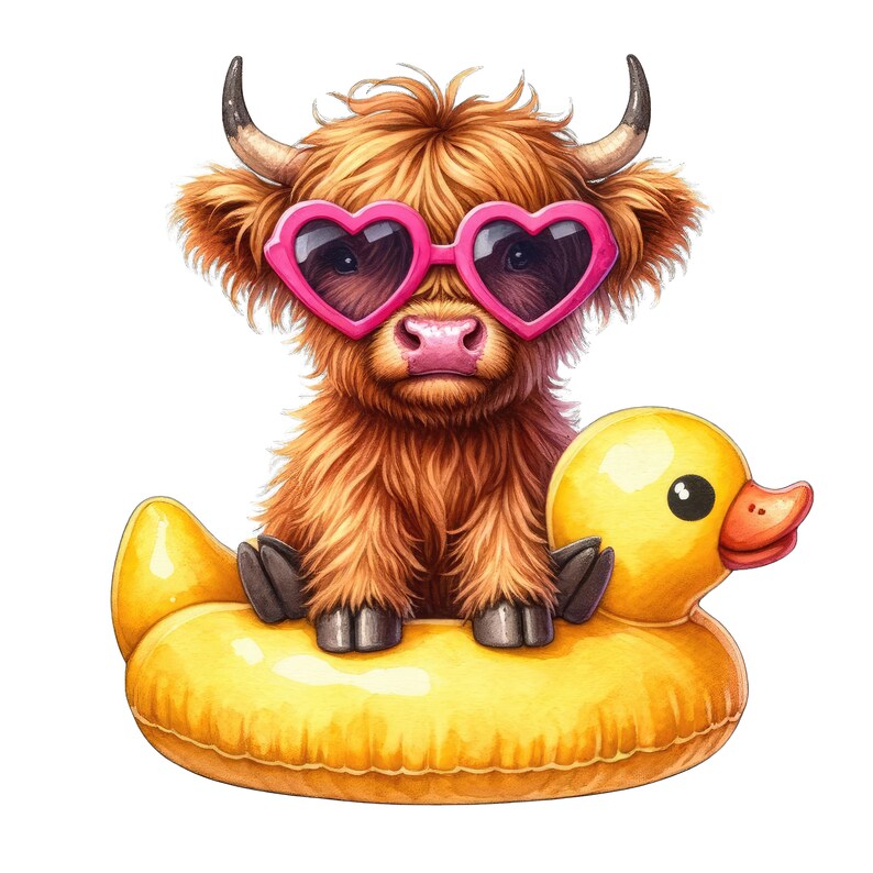 Watercolor Cow Clipart, Summer Cow Clipart, Watercolor Beach, Highland ...