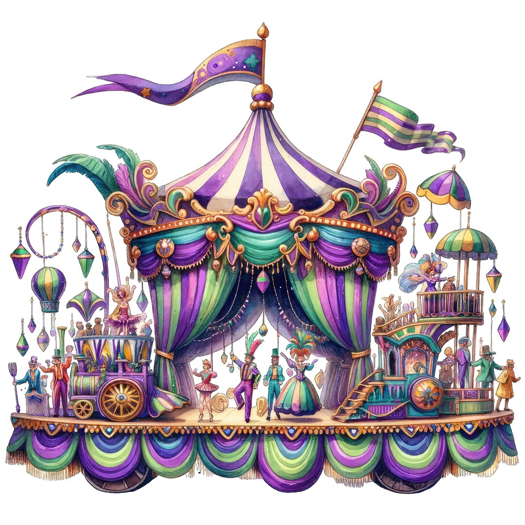 Mardi Gras Float Clipart, Fat Tuesday, Mardi Gras Sublimation, Mardi ...