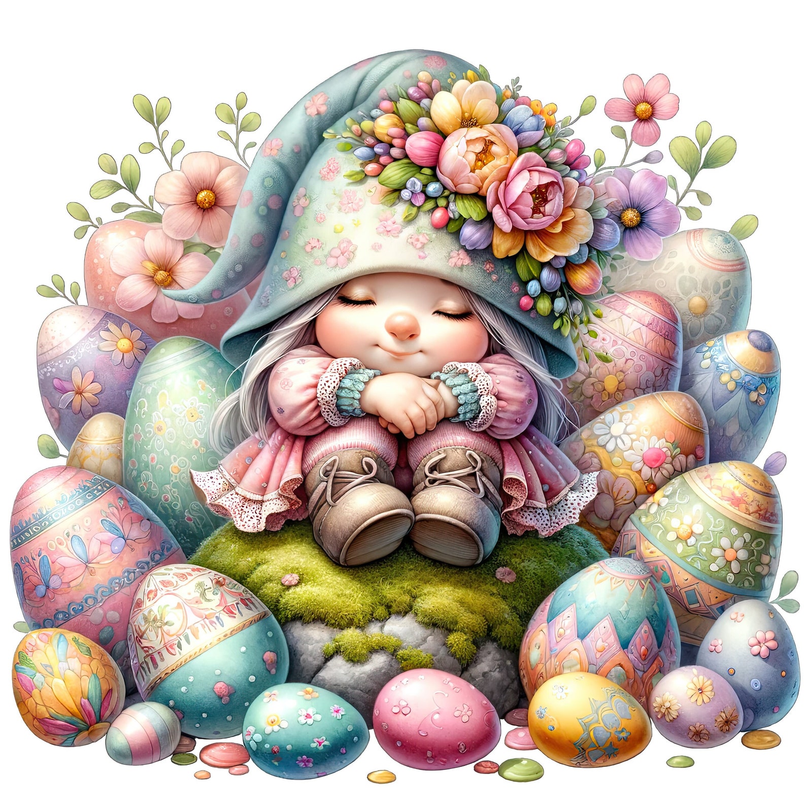 Watercolor Easter Gnome Clipart Bundle: Gnome Graphics (digital ...