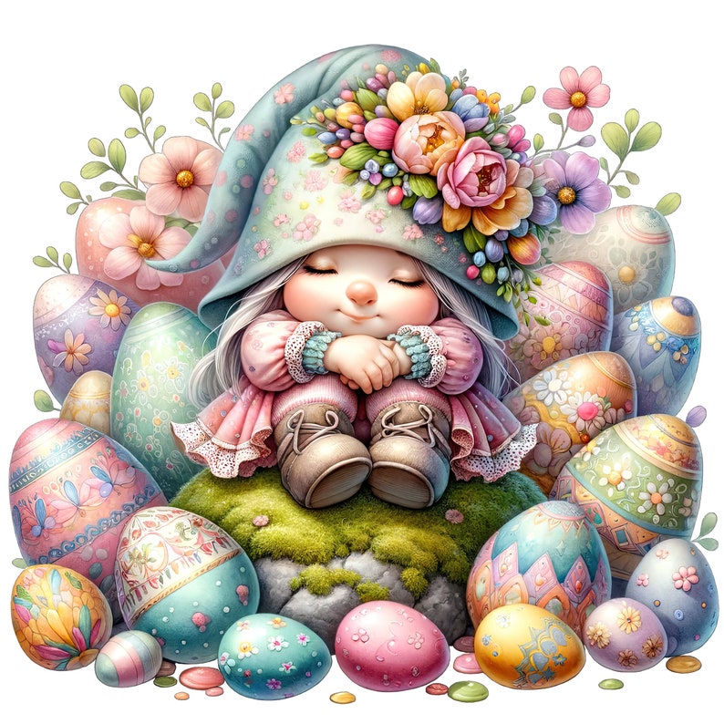 Watercolor Easter Gnome Clipart Bundle, Easter Gnome Clipart, Gnome ...