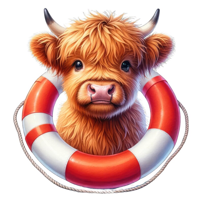 Watercolor Cow Clipart, Summer Cow Clipart, Watercolor Beach, Highland ...