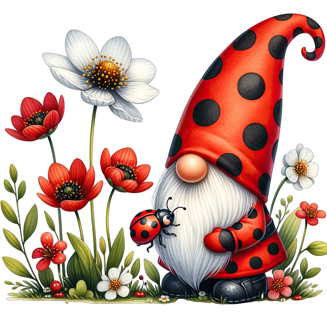 Ladybug Gnome Clipart, Spring Gnome Png, Cute Ladybug PNG, Ladybug ...