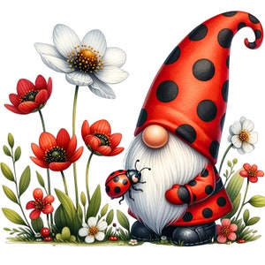 Ladybug Gnome Clipart, Spring Gnome Png, Cute Ladybug PNG, Ladybug ...