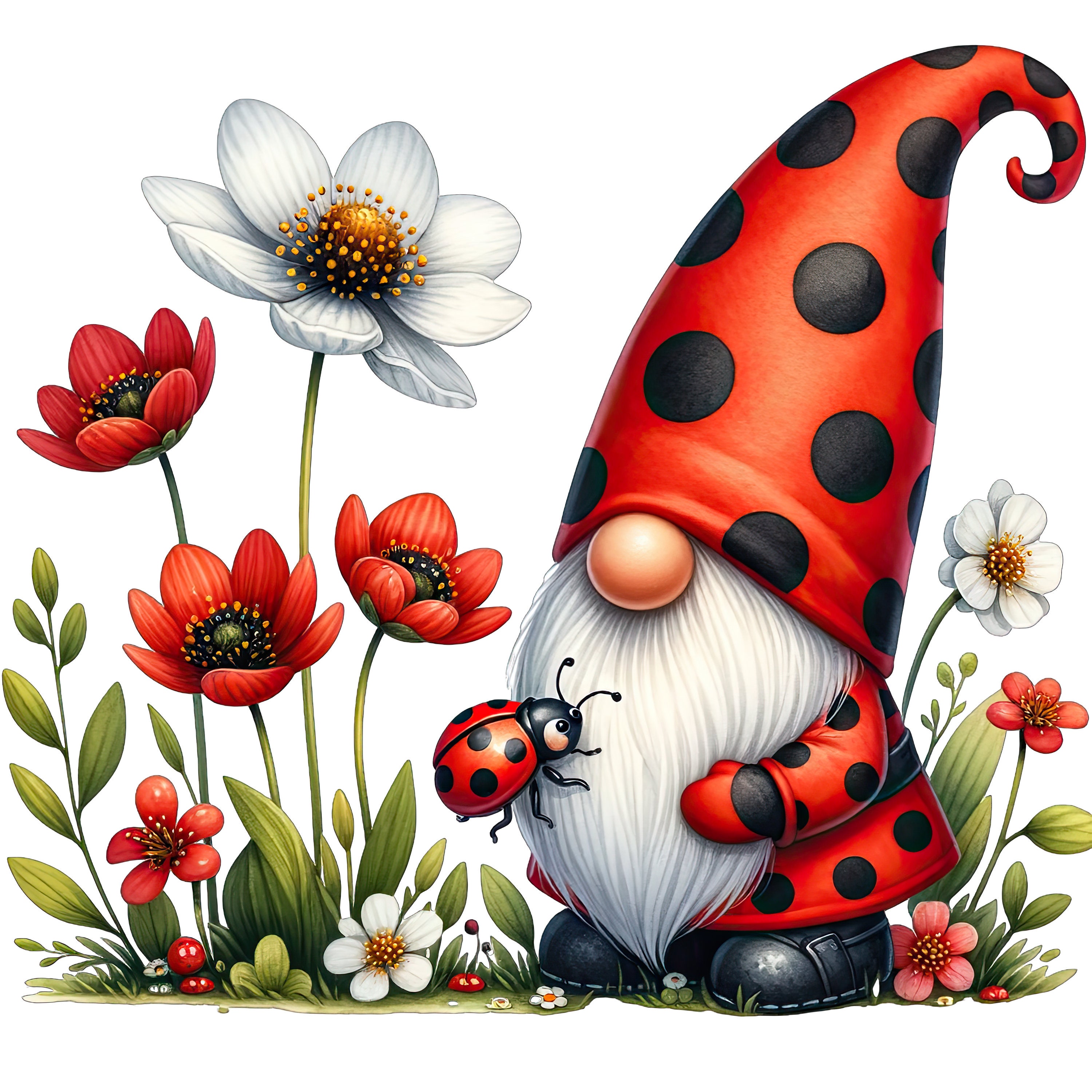 Ladybug Gnome Clipart, Spring Gnome Png, Cute Ladybug PNG, Ladybug ...