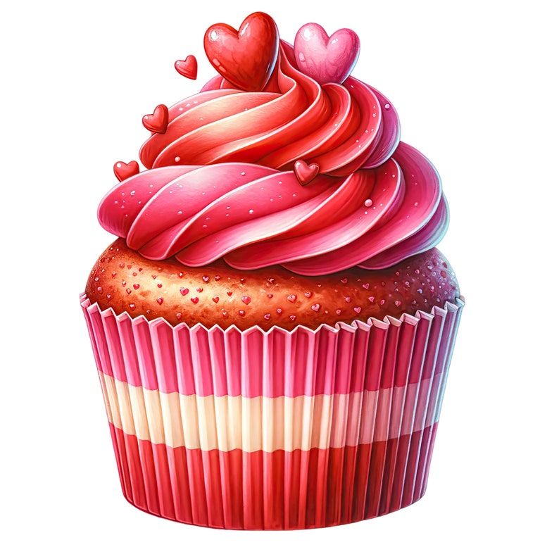 Watercolor Valentine Cupcake Clipart: 25 PNG Images (digital Download ...