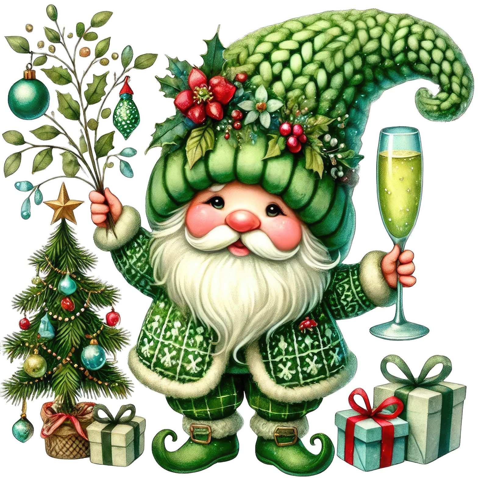 Christmas Gnome Clipart PNG Bundle: Holiday Sublimation (digital ...