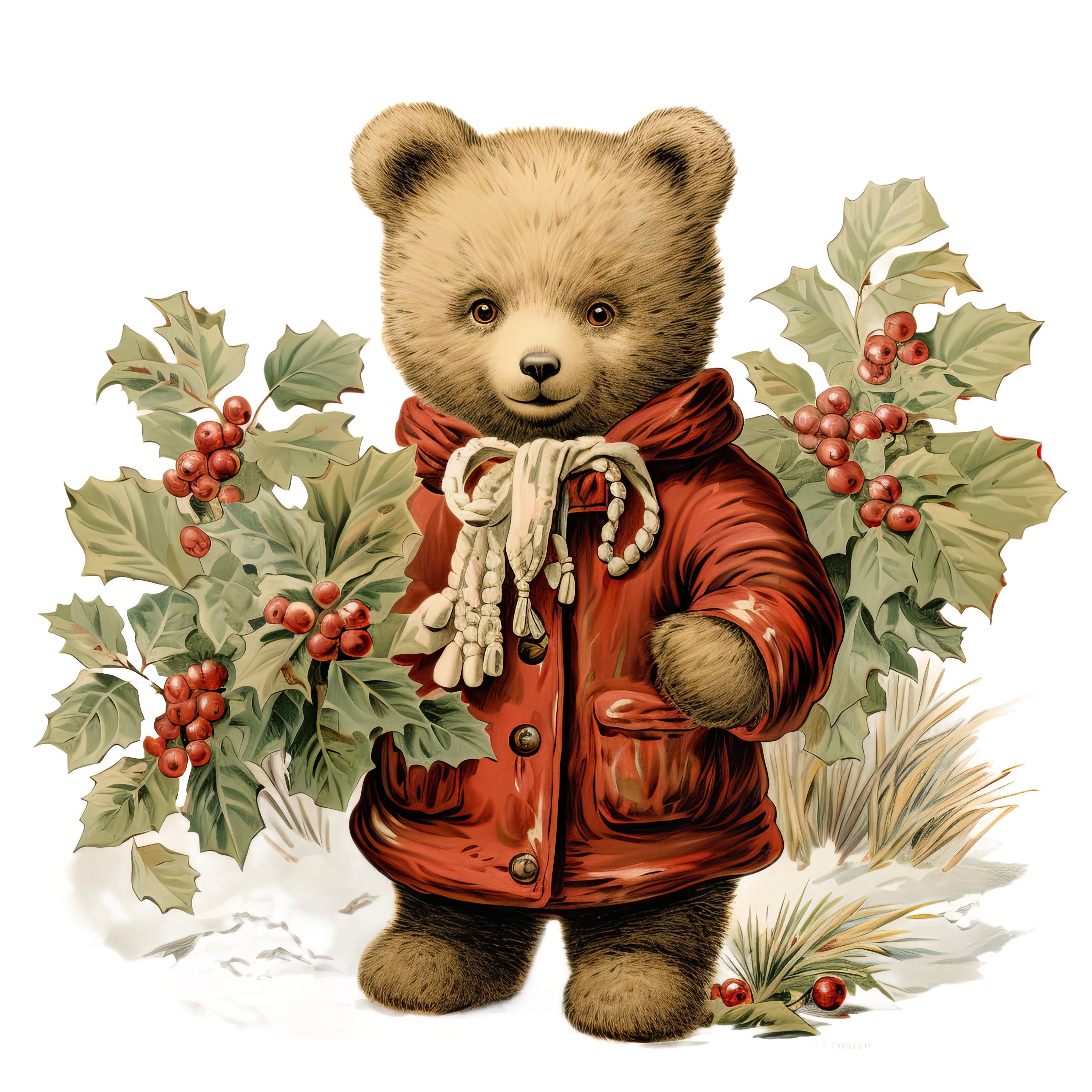Watercolor Christmas Bear Clipart, Clipart Teddy, Christmas Bear ...
