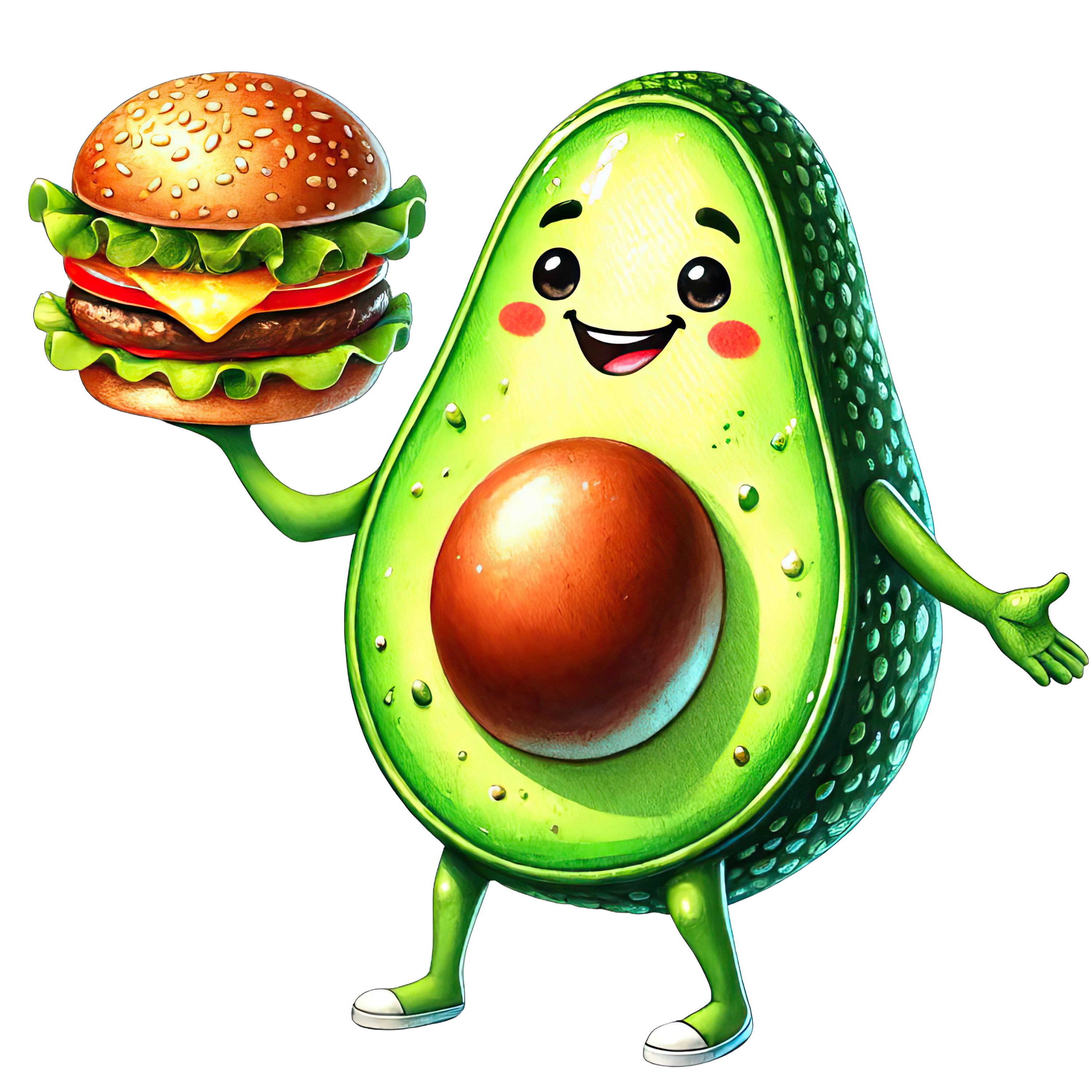 Cute Avocado Clipart, Kawaii Avocado, Watercolor Avocado, Avocado ...