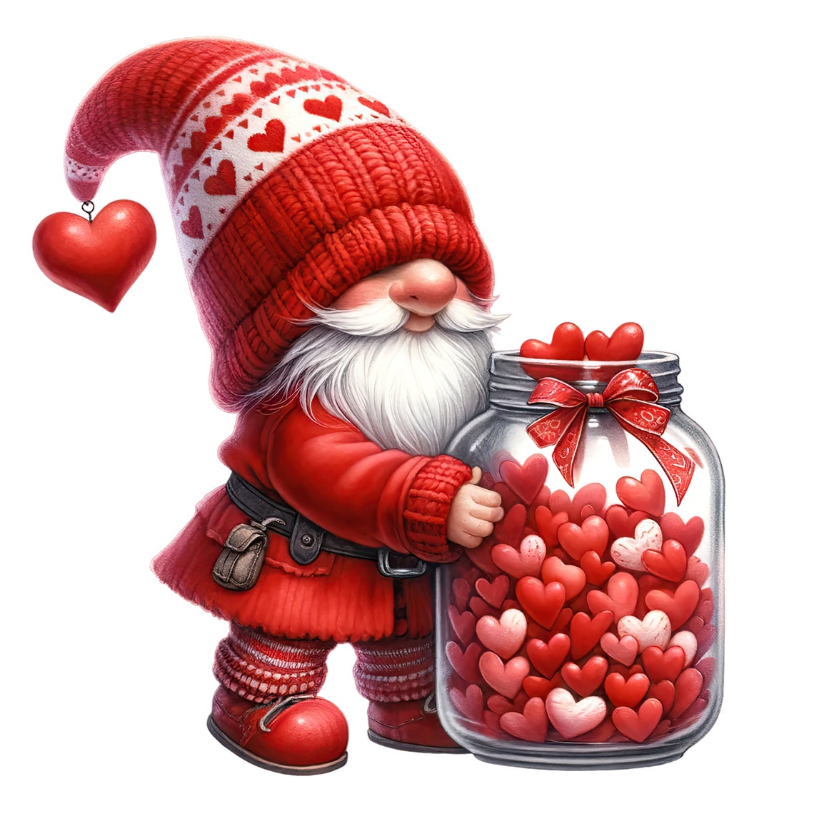 Watercolor Valentines Gnomes Clipart, Valentine Gnome Clipart, Gnome ...