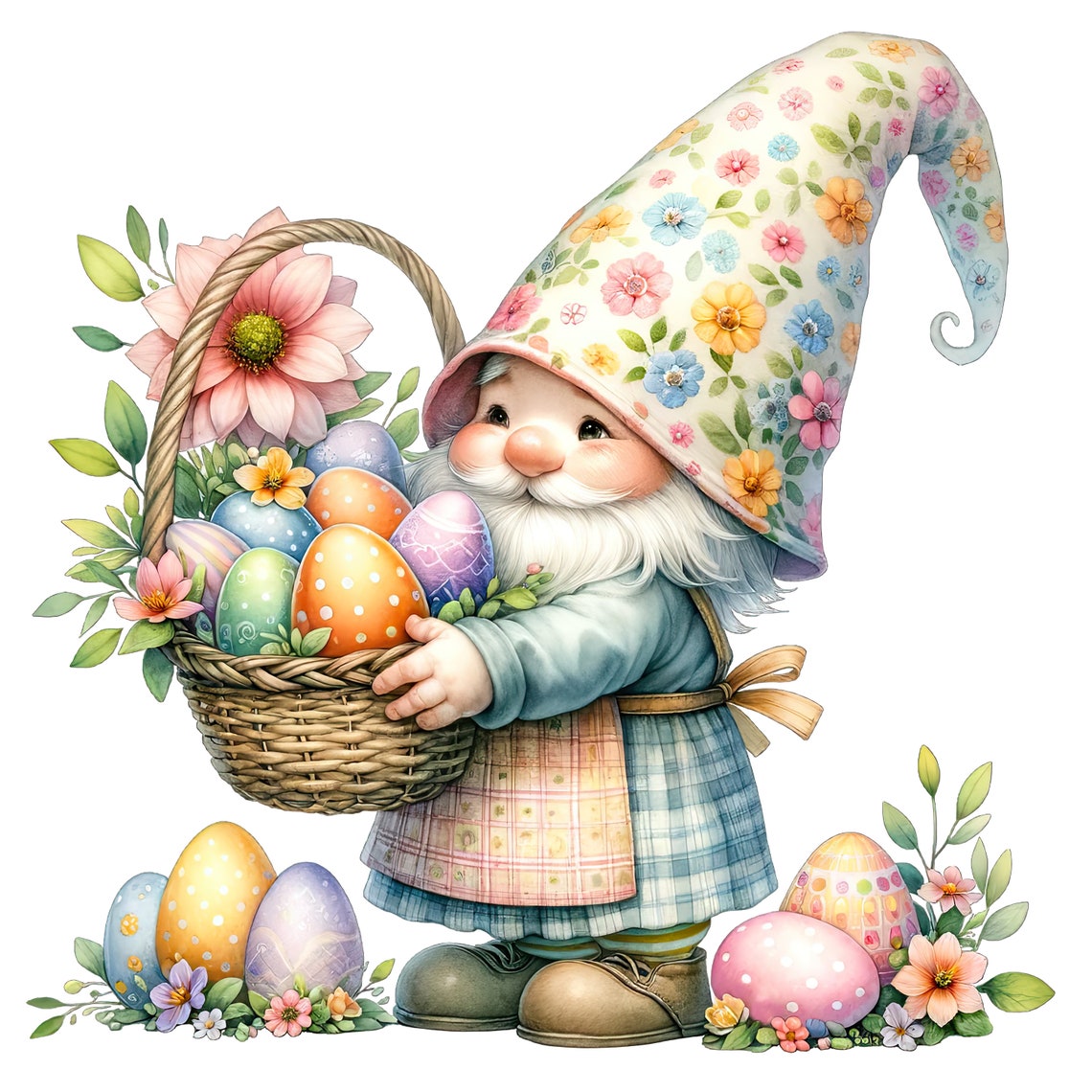 Watercolor Easter Gnome Clipart Bundle, Easter Gnome Clipart, Gnome ...