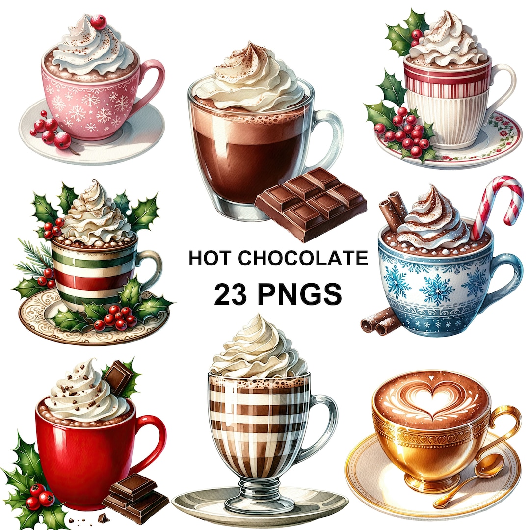 Watercolor Hot Chocolate Clipart, Hot Chocolate, Drinks Clipart ...
