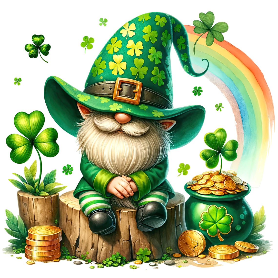 Watercolor St.patricks Day Gnome Clipart, St Patrick's Graphics, Cute ...