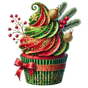 Christmas Cupcake Clipart Bundle,christmas Cupcake Clipart,cupcake Clip ...