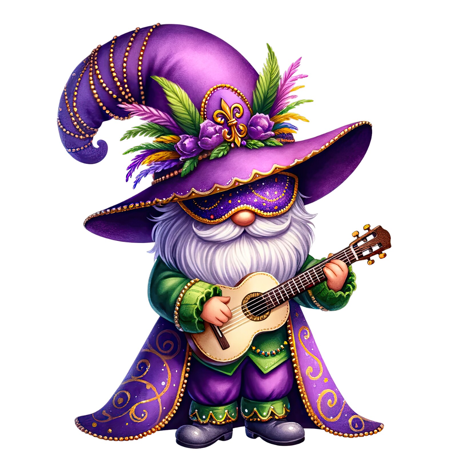 Watercolor Mardi Gras Gnome Clipart, Carnival PNG, Festive Gnomes ...