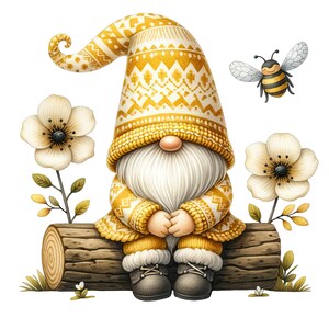 Watercolor Bee Gnome Clipart: Spring & Summer PNG Bundle (digital ...