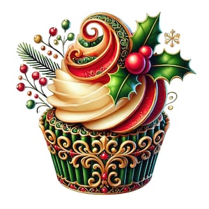 Christmas Cupcake Clipart Bundle,christmas Cupcake Clipart,cupcake Clip ...
