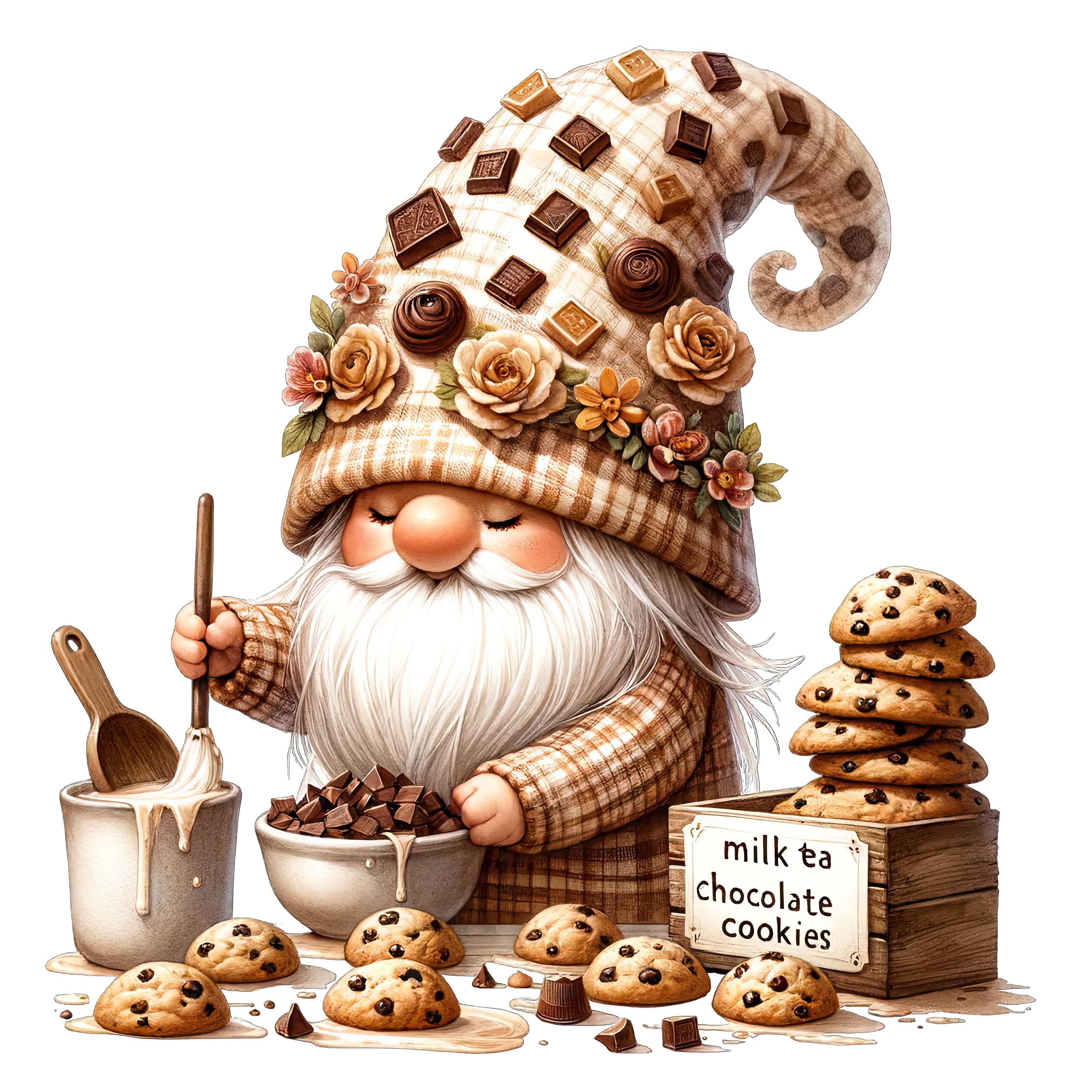Watercolor Chocolate Gnome Clipart, Cute Gnomes Png, Chocolate Gnome ...