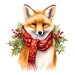 Watercolour Christmas Fox Clipart, Christmas Fox, Cute Animals, Winter ...