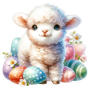 Watercolor Lamb Clipart: Spring Easter PNG Graphics (digital Download ...