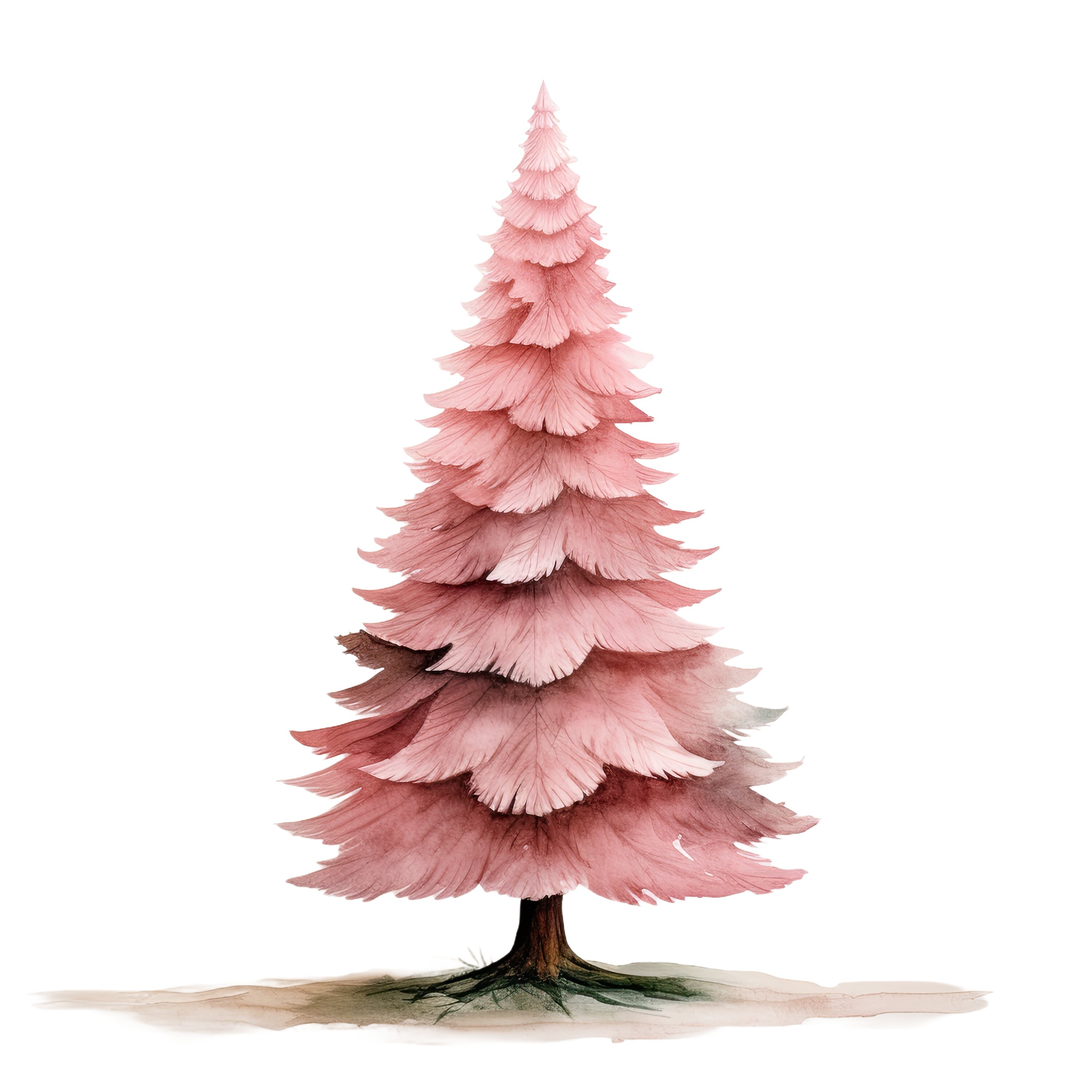 Watercolor Pink Christmas Tree Clipart, Christmas Tree Clipart, Pink ...