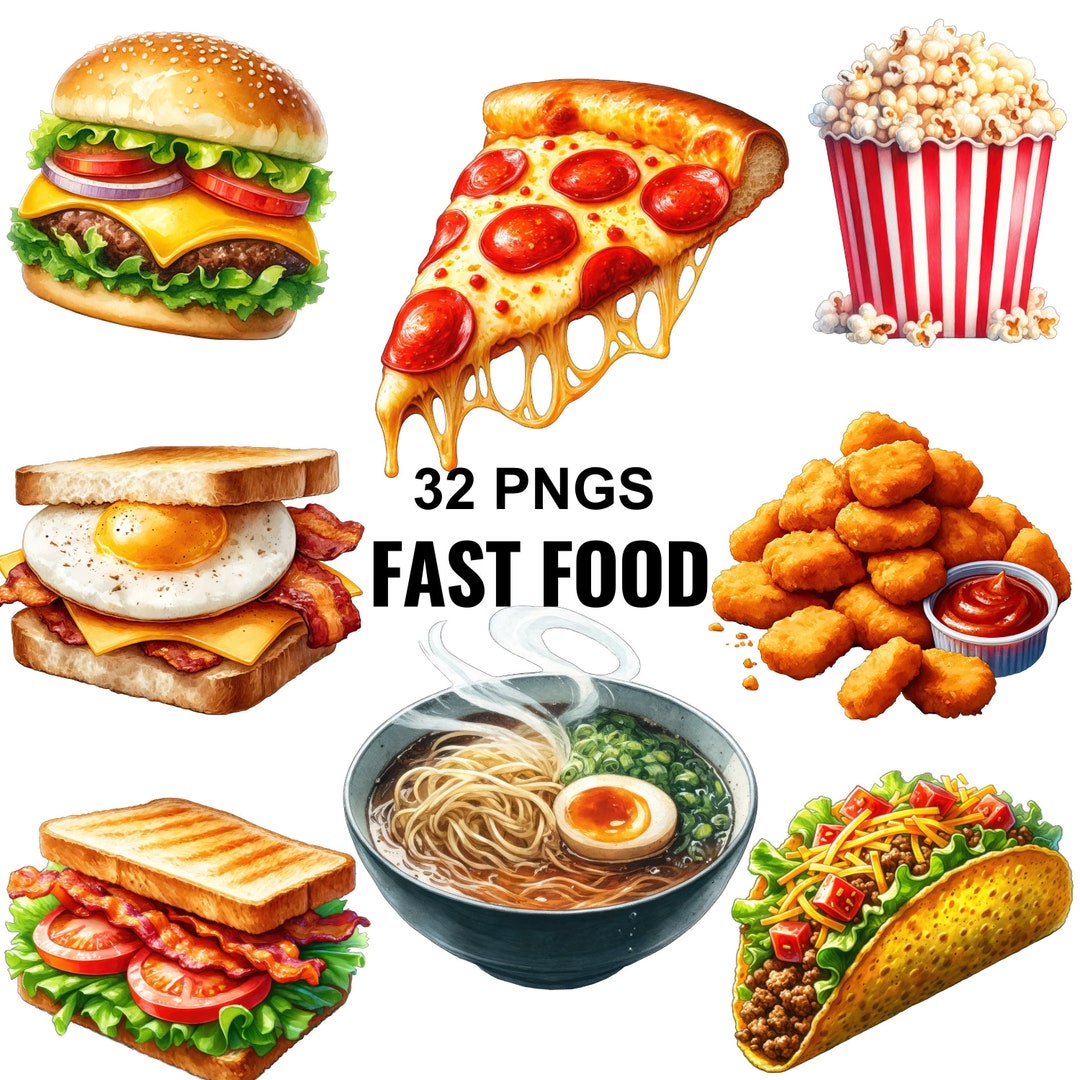 Watercolor Fast Food Clipart, Street Food Clipart, Food Clipart ...