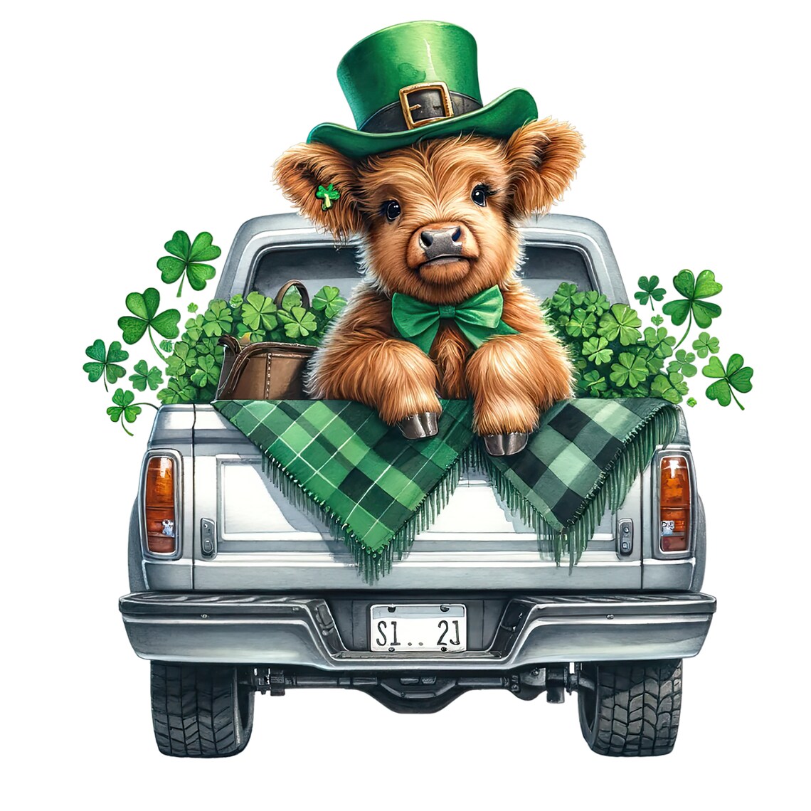 Watercolor St Patrick's Highland Cow Clipart (digital Download) - Etsy