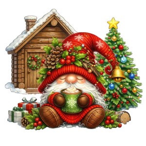 Christmas Gnome Clipart Bundle 26 PNG, Cute Nordic Gnome Christmas ...