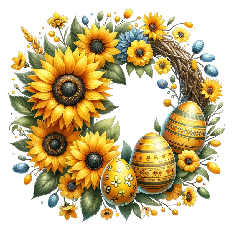 Watercolor Easter Wreath Clipart, Wreath Images, Eggs Wreath, Wreath ...