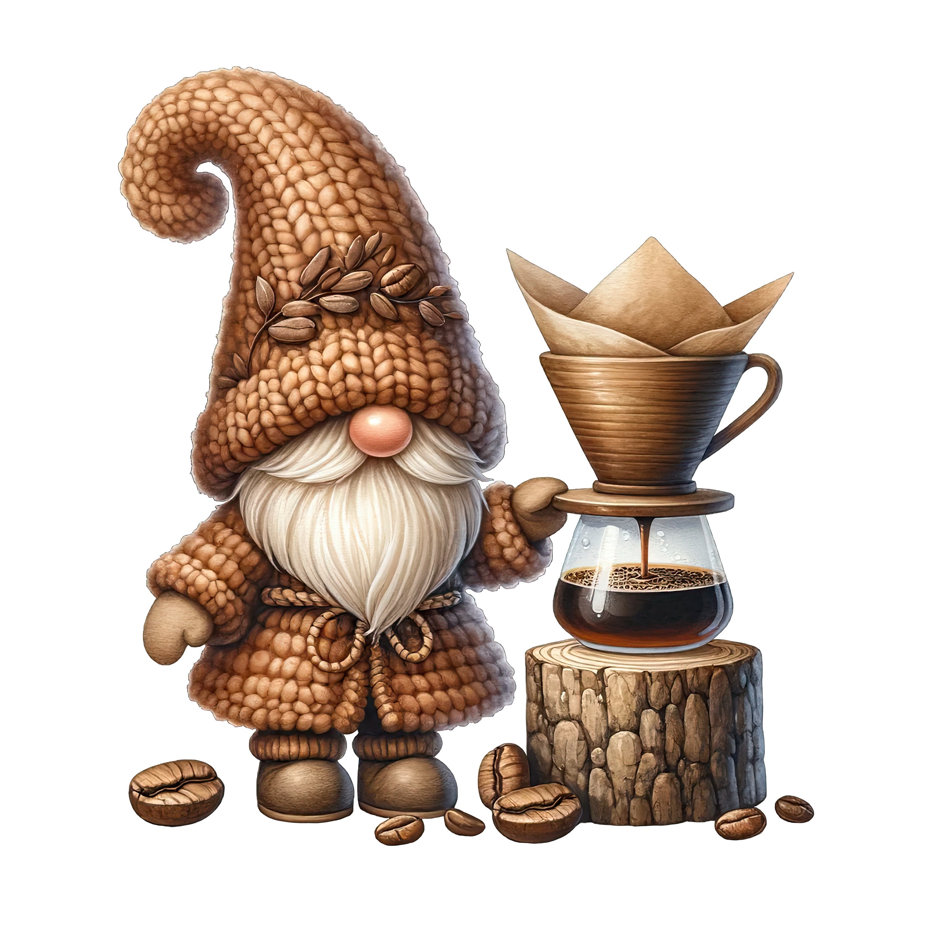Watercolor Coffee Gnome Clipart, Coffee Lover Gnome, Coffee Cup Gnome ...