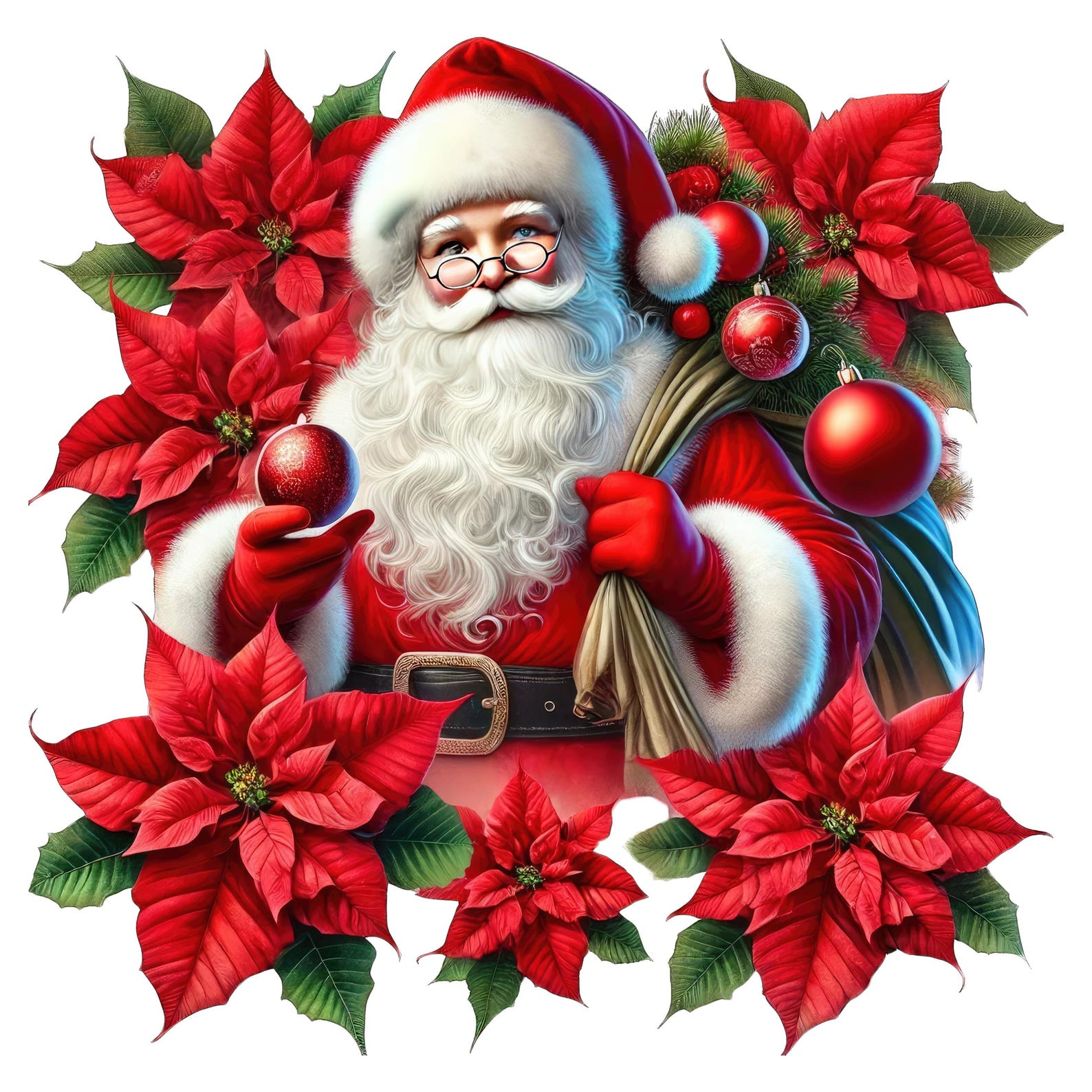 Poinsettias Clipart Bundle,christmas Red Poinsettia,beautiful ...
