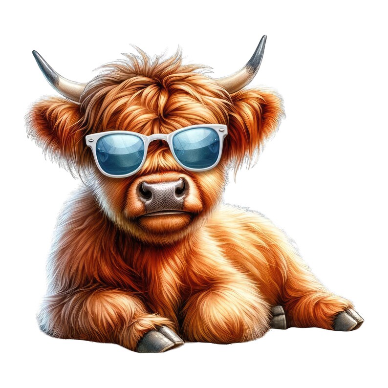 Watercolor Cow Clipart, Summer Cow Clipart, Watercolor Beach, Highland ...