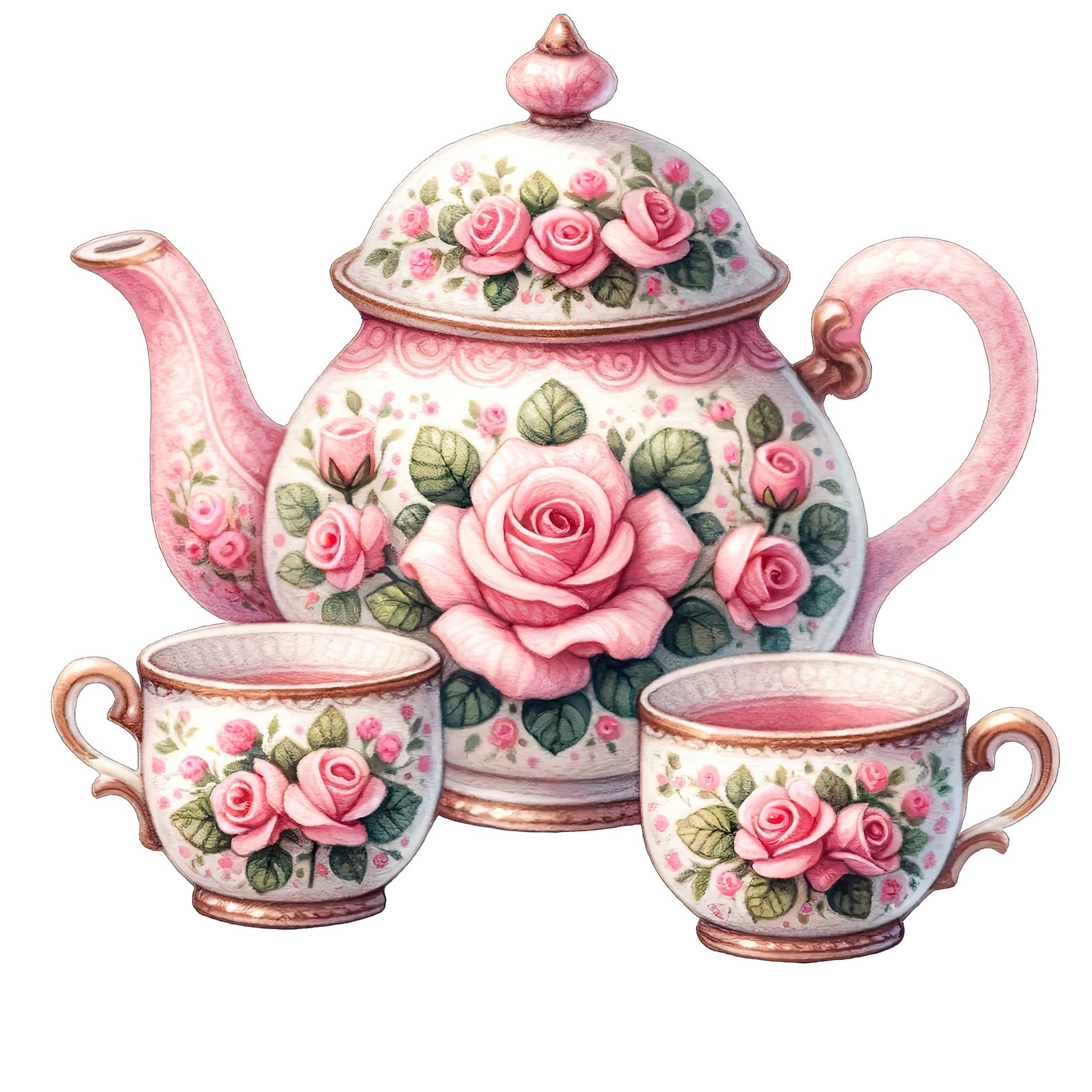 Vintage Pink Rose Teacup, Vintage Tea Clip Art, Tea Time Clipart ...