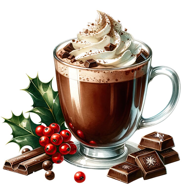 Watercolor Hot Chocolate Clipart, Hot Chocolate, Drinks Clipart ...