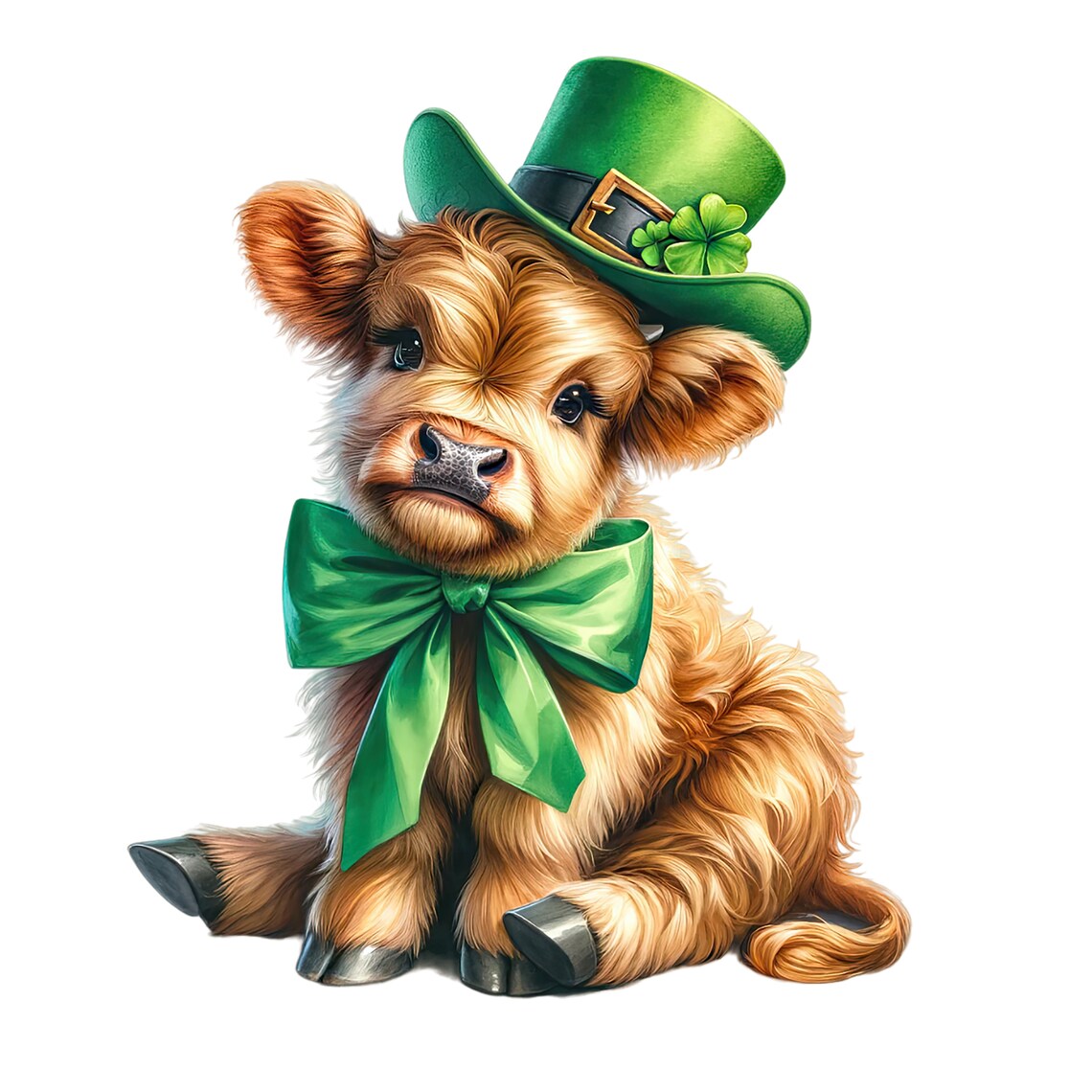 Watercolor St Patrick's Highland Cow Clipart (digital Download) - Etsy
