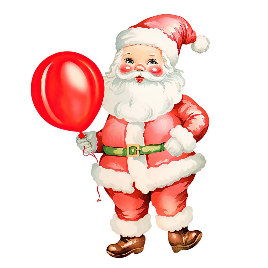 Watercolor Santa Clipart, Santa Clipart, Vintage Christmas Clipart ...